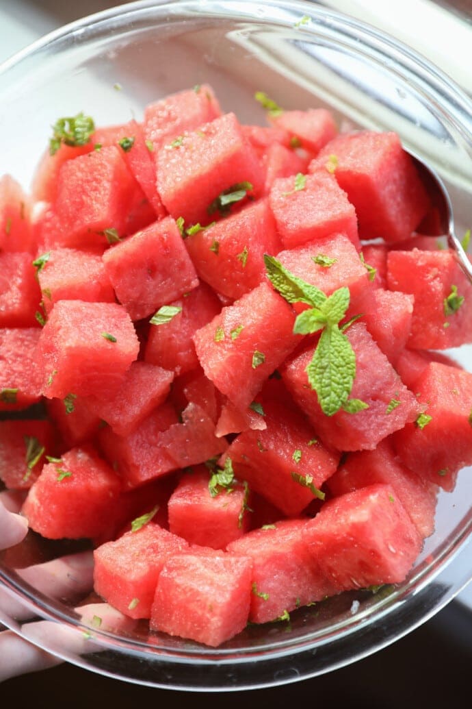 Watermelon Mint Salad with Feta - Lauren's Latest