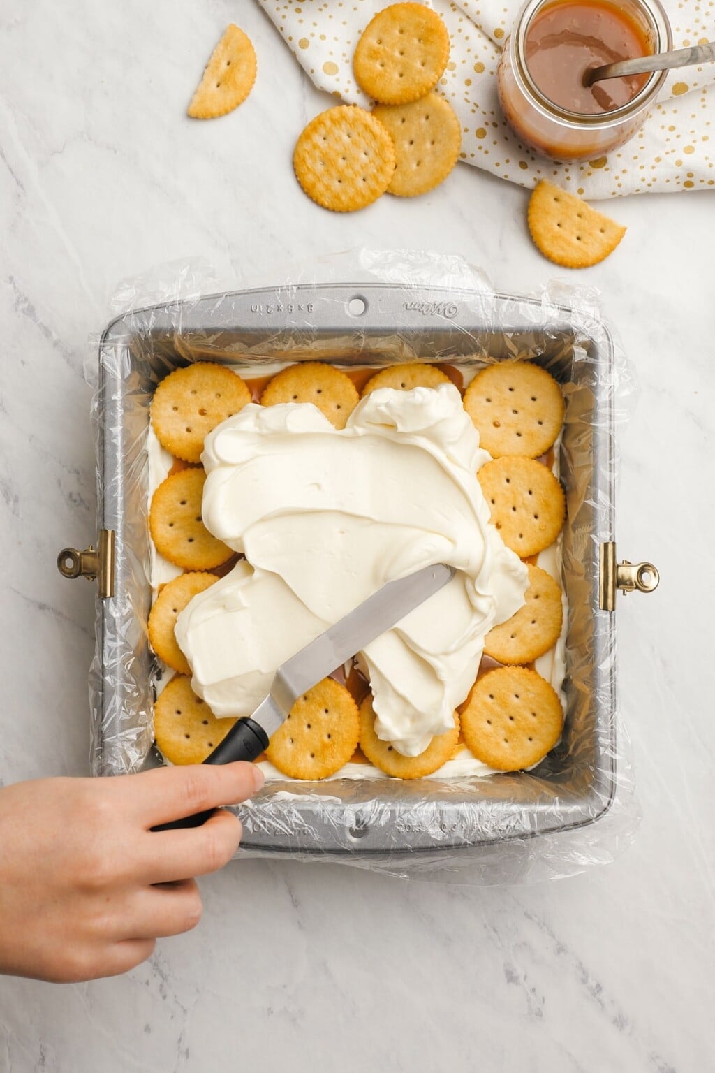 Ritz Cracker Salted Caramel Icebox Cake - Lauren's Latest